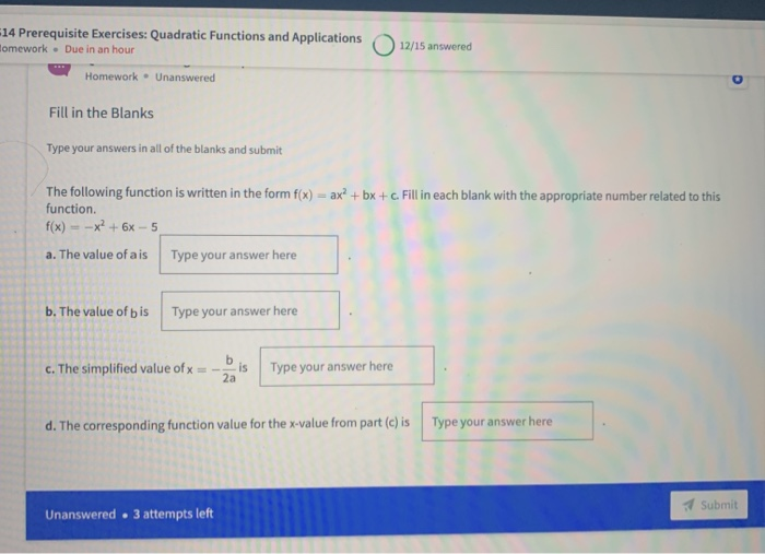 Solved 14 Prerequisite Exercises: Quadratic Functions and | Chegg.com