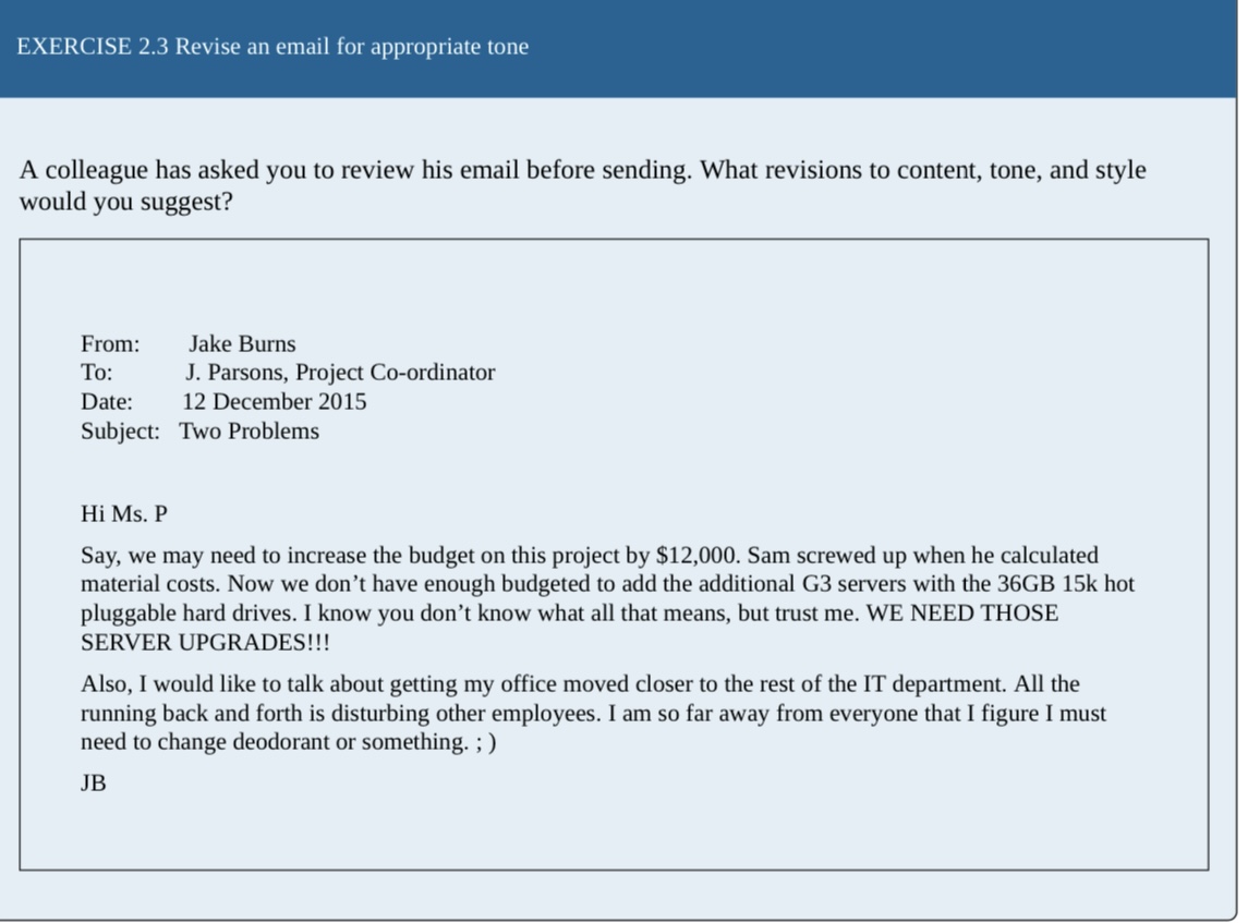 Solved A colleague has asked you to review his email before | Chegg.com