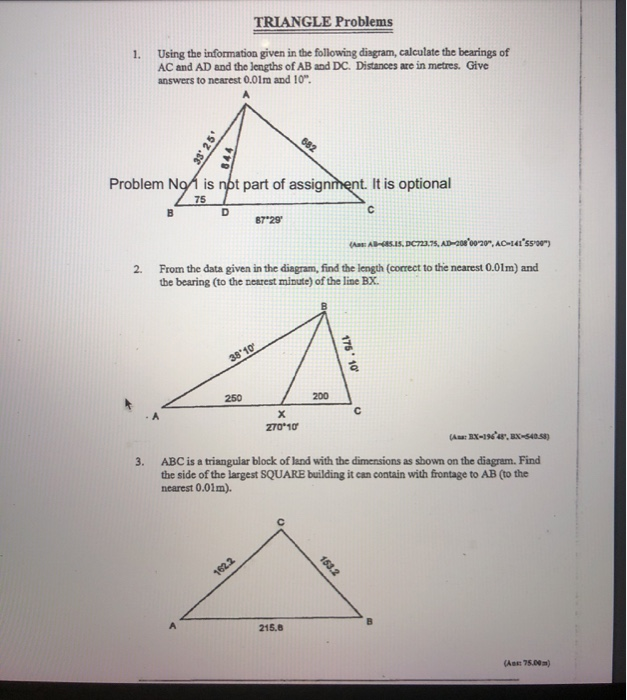 Solved TRIANGLE Problems Using the information given in the | Chegg.com
