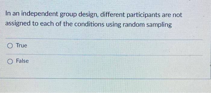 Solved In an independent group design, different | Chegg.com