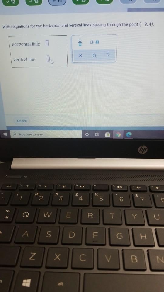 Solved Write equations for the horizontal and vertical lines | Chegg.com
