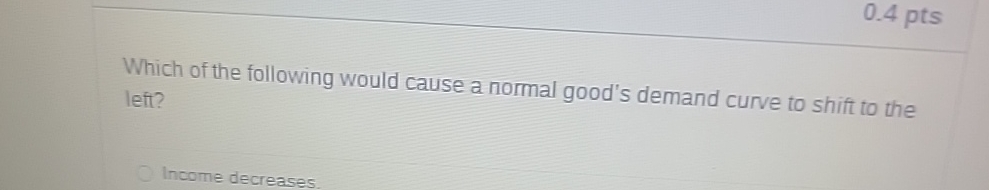 Solved Which of the following would cause a normal good's | Chegg.com