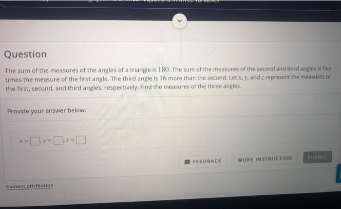 Solved VOUS Question The sum of the measures of the angles | Chegg.com