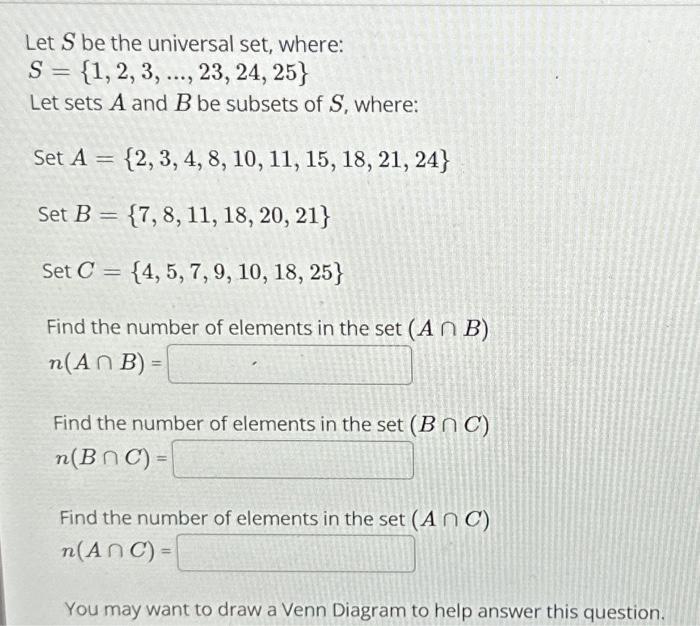 Solved Let S be the universal set, where: S = {1, 2, 3, ..., | Chegg.com