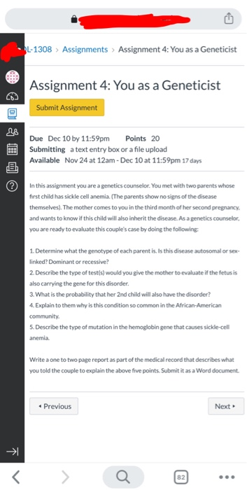 L-1308 > Assignments > Assignment 4: You as a | Chegg.com