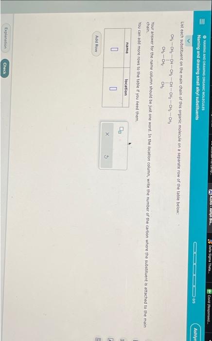 Solved List each substituent on the main chain of this | Chegg.com