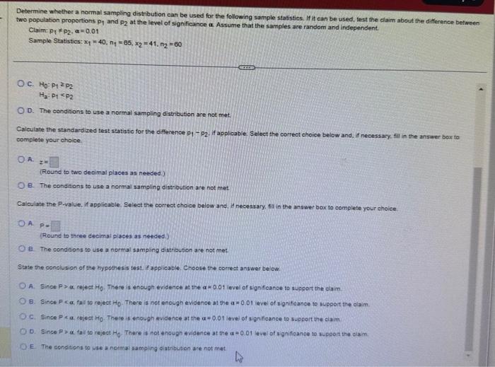 Solved Determine Whether A Normal Sampling Distribution Can