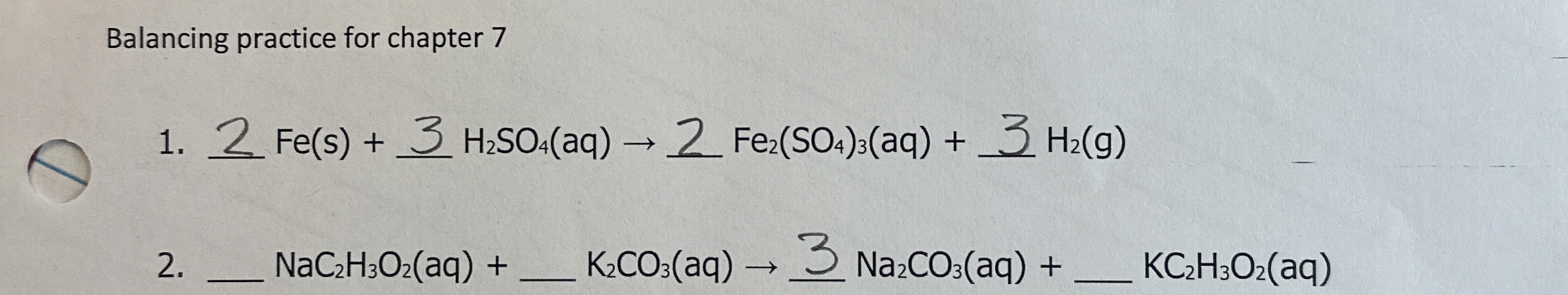 Solved Balancing practice for chapter | Chegg.com