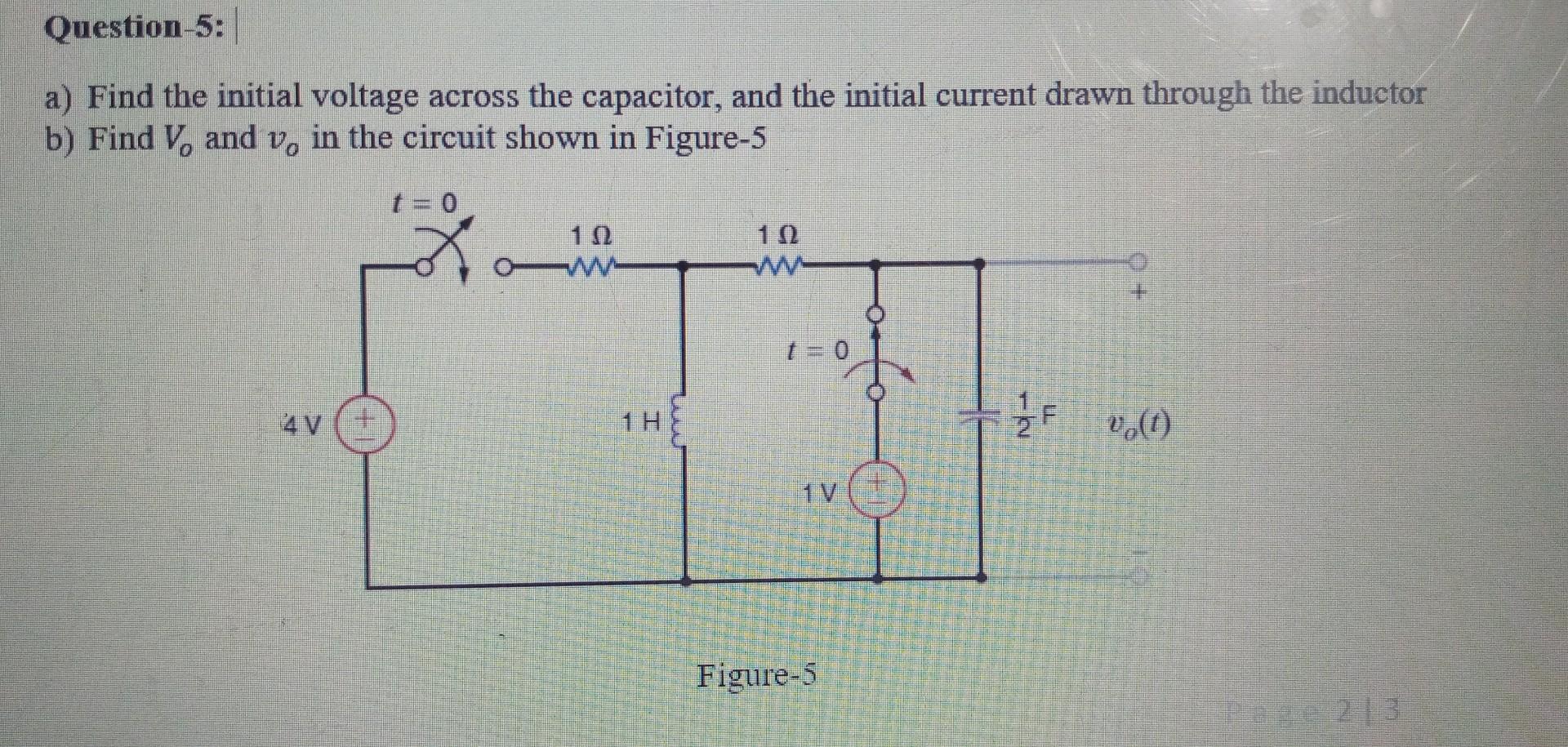 Solved a) Find the initial voltage across the capacitor, and | Chegg.com