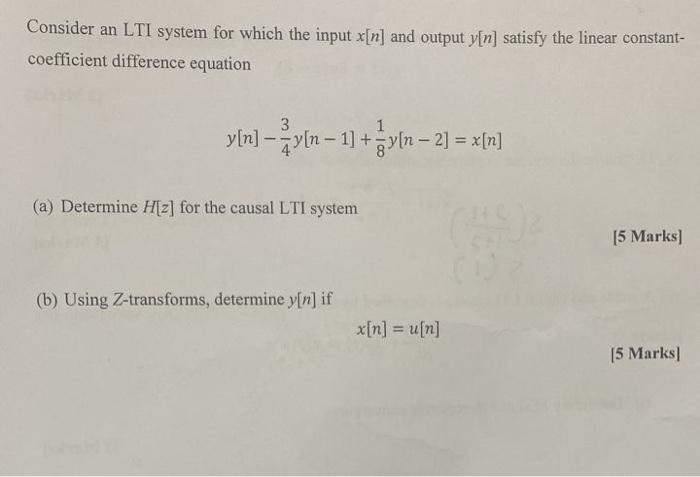 Solved Consider an LTI system for which the input x[n] and | Chegg.com