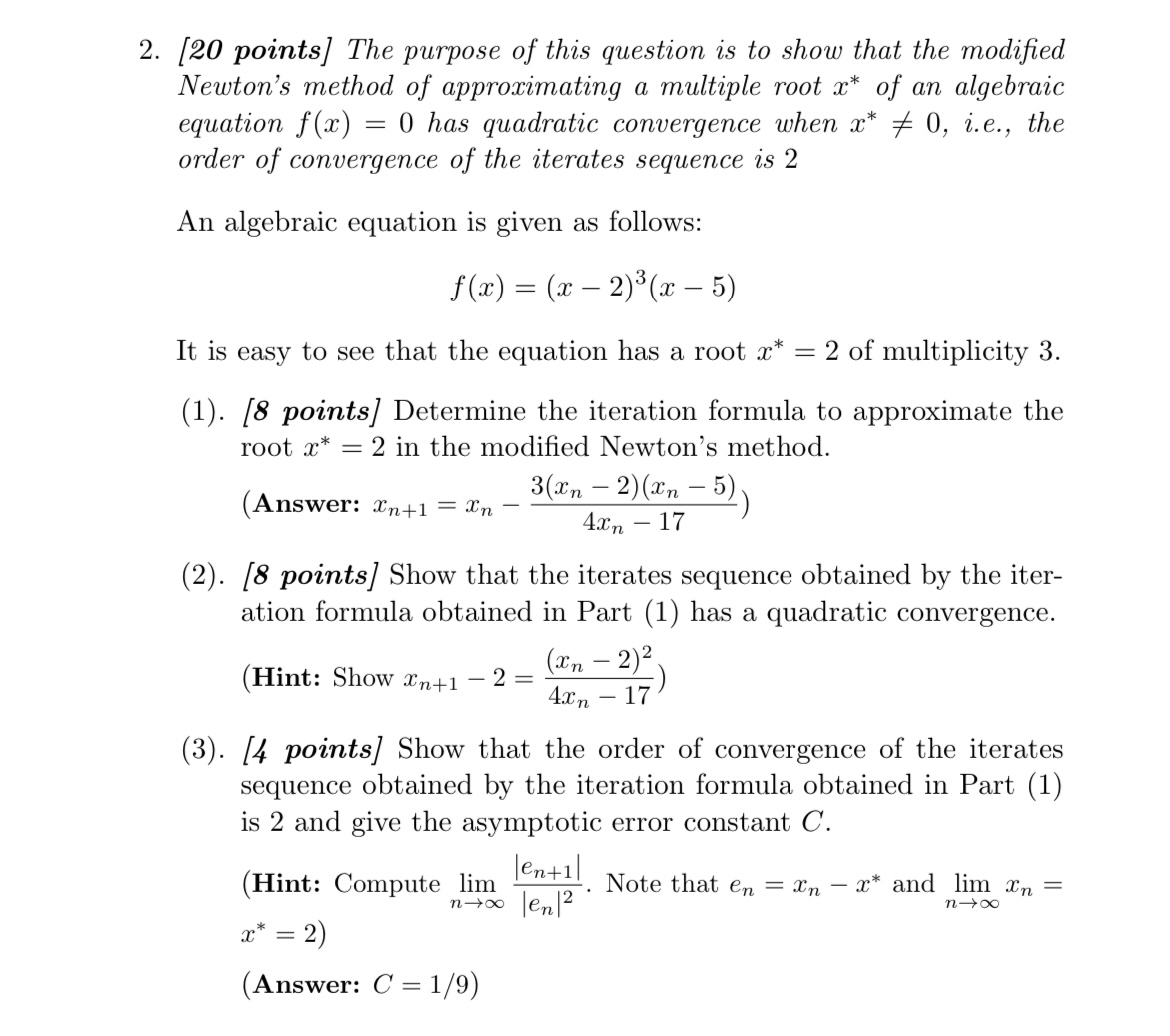 Solved [20 ﻿points] ﻿The purpose of this question is to show | Chegg.com