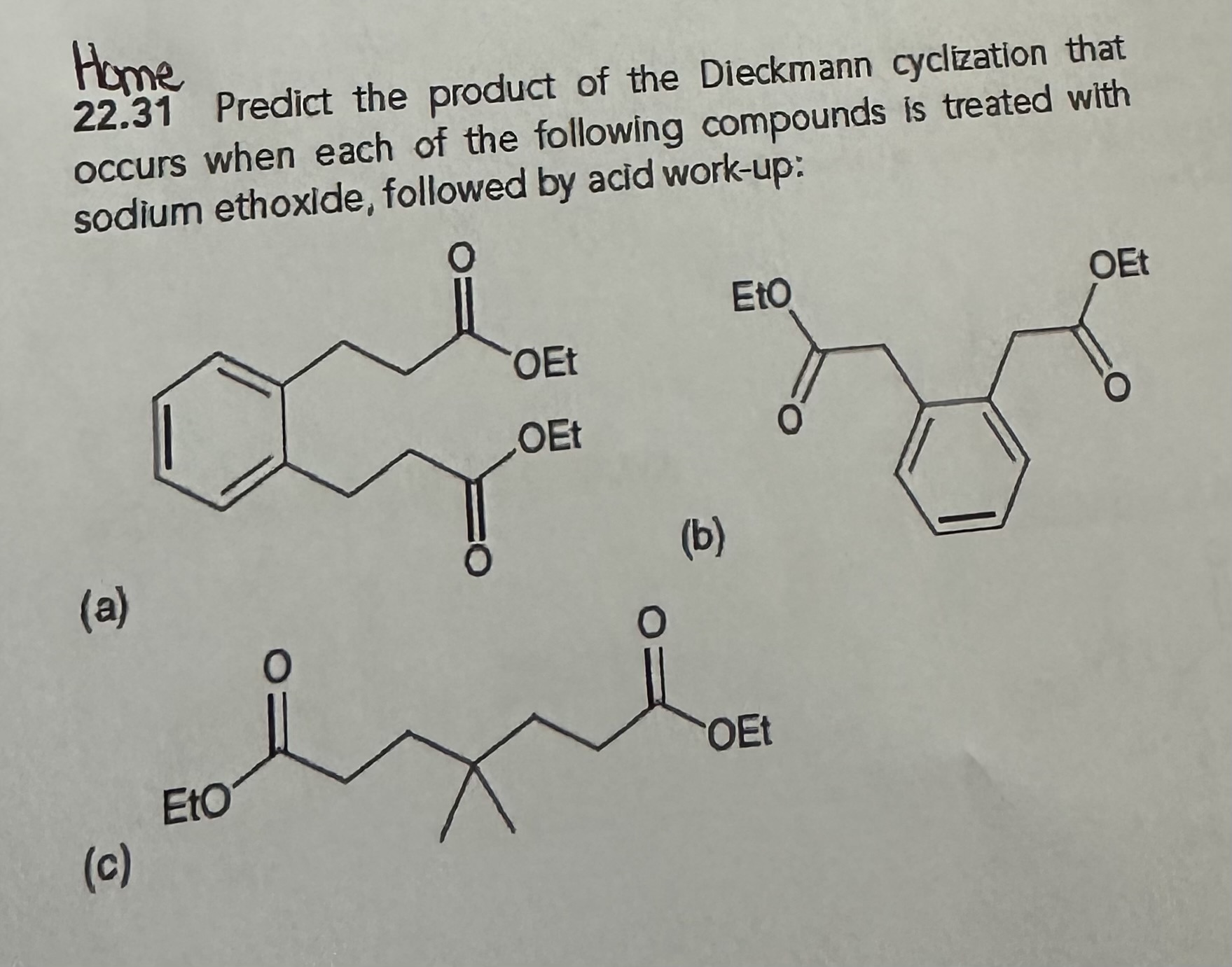 Solved 22.31 ﻿Predict the product of the Dieckmann | Chegg.com