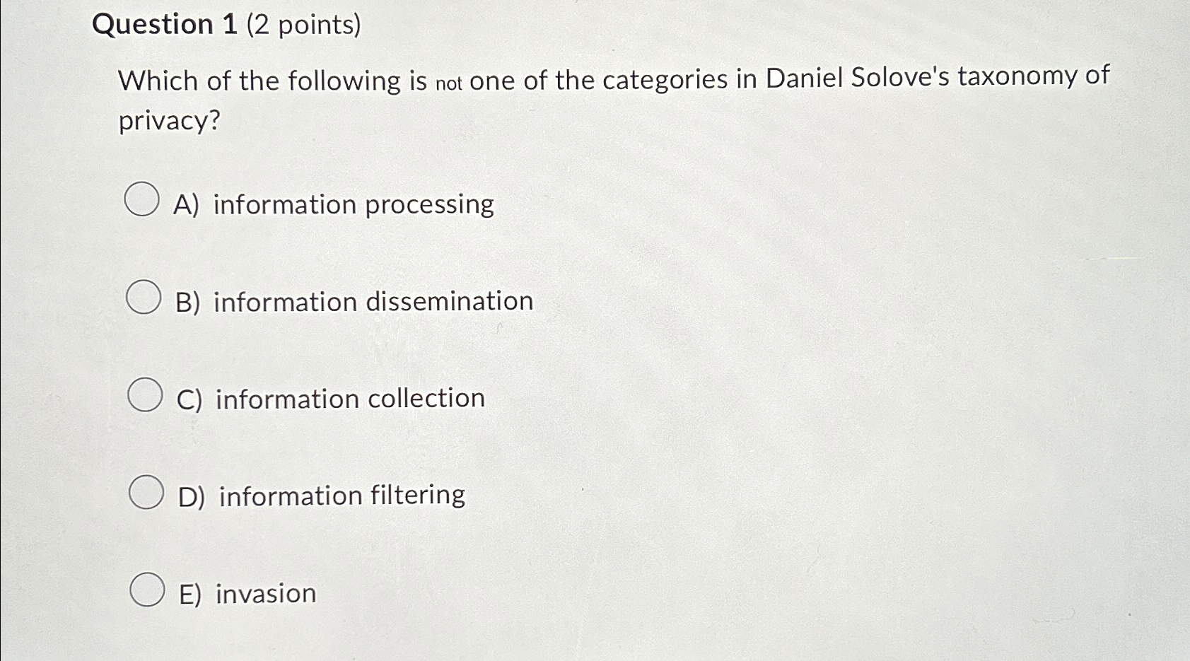Solved Question 1 (2 ﻿points)Which of the following is not | Chegg.com