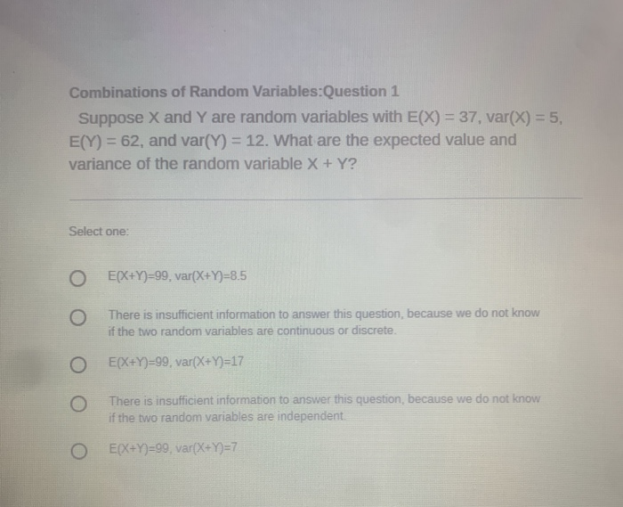 Solved Combinations Of Random Variablesquestion 1 Suppose X 