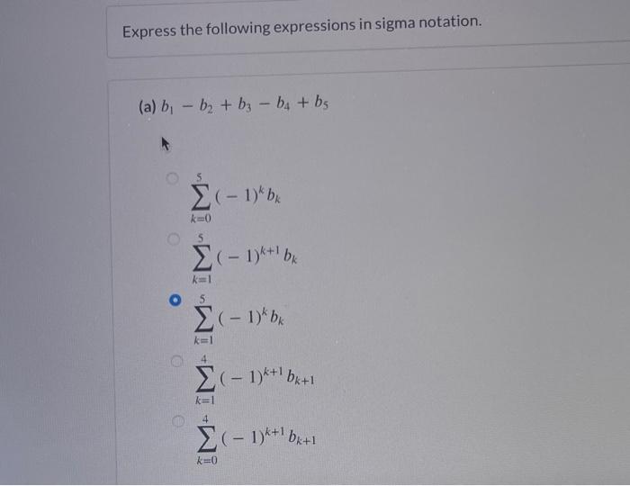 Solved Express the following expressions in sigma notation. | Chegg.com