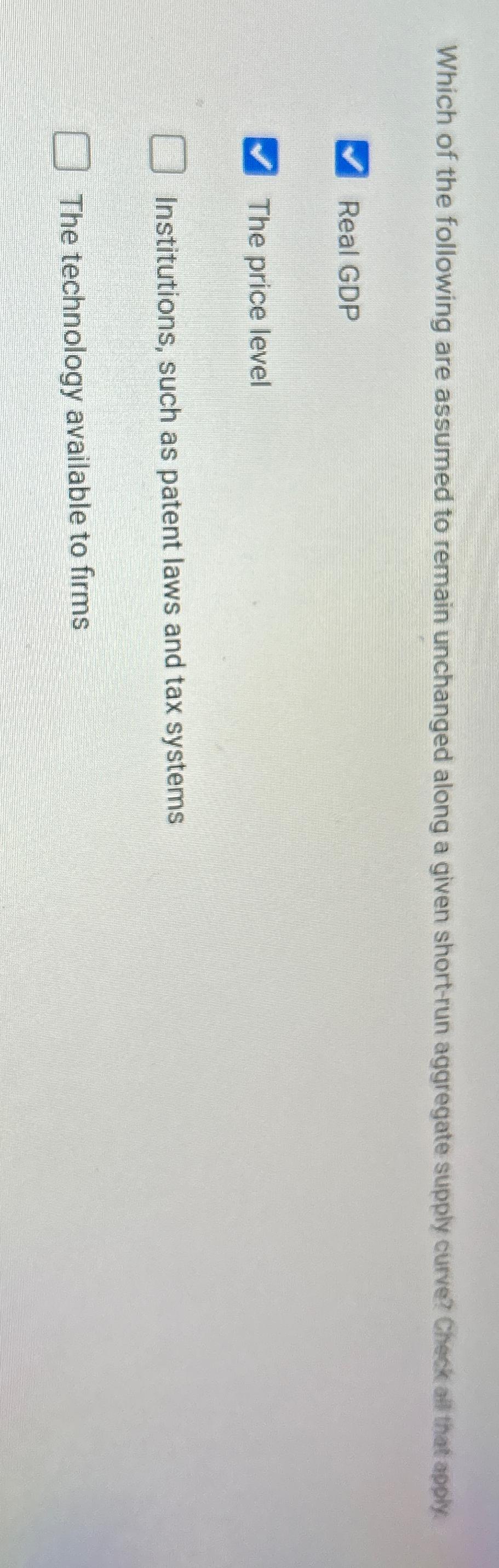 Solved Which of the following are assumed to remain | Chegg.com