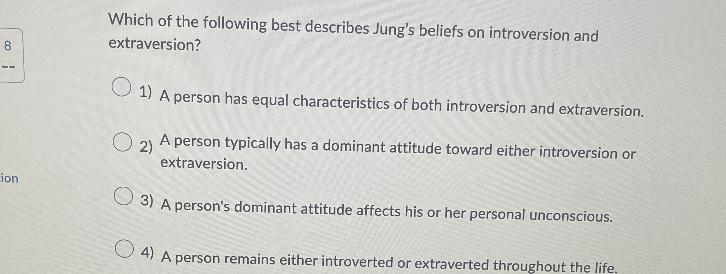 Solved Which of the following best describes Jung's beliefs | Chegg.com