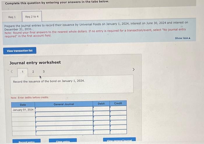 Solved Universal Foods issued 8% bonds, dated January 1, | Chegg.com