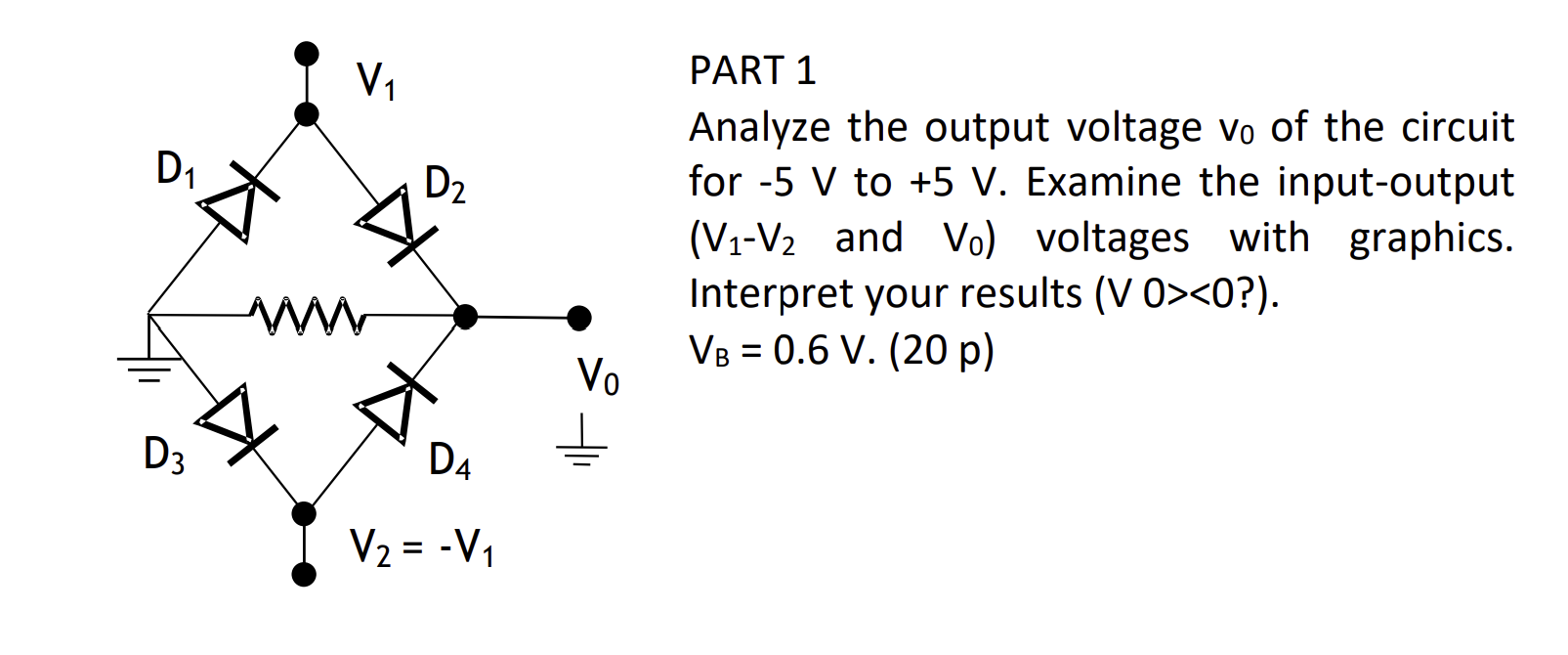 Solved Analyze the output voltage v0 ﻿of the circuitfor -5V | Chegg.com