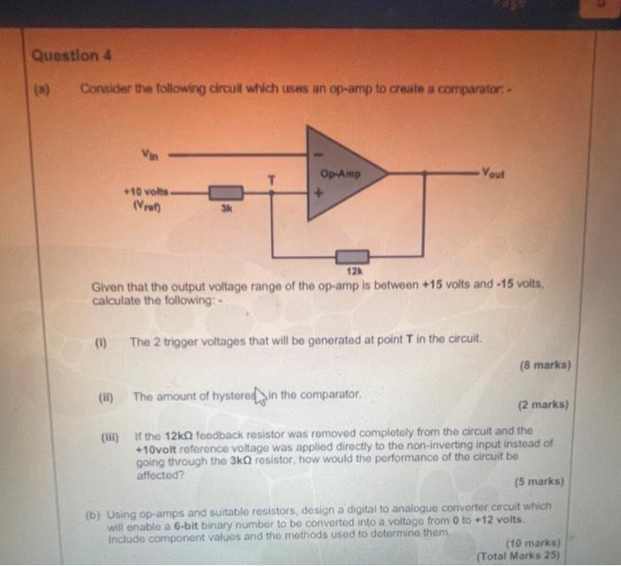 Solved Consider the following circull which uses an op-amp | Chegg.com