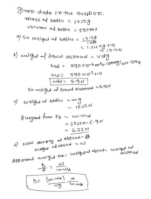 Solved 5. Using the graph, find the apparent weight of the | Chegg.com