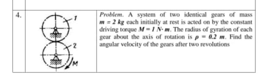Solved 4. Problem. A system of two identical gears of mass m | Chegg.com