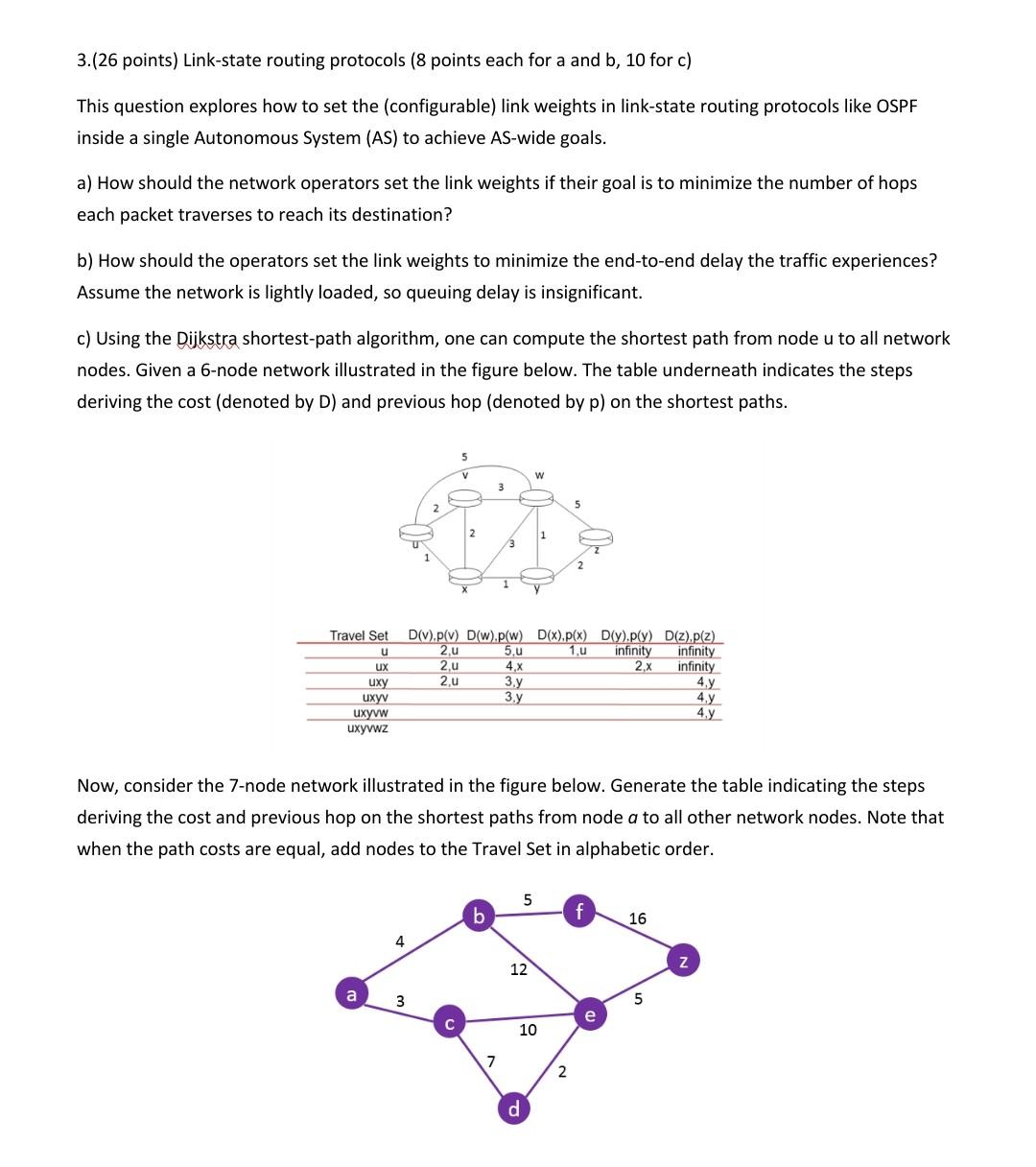 Solved 3.(26 points) Link-state routing protocols (8 points | Chegg.com