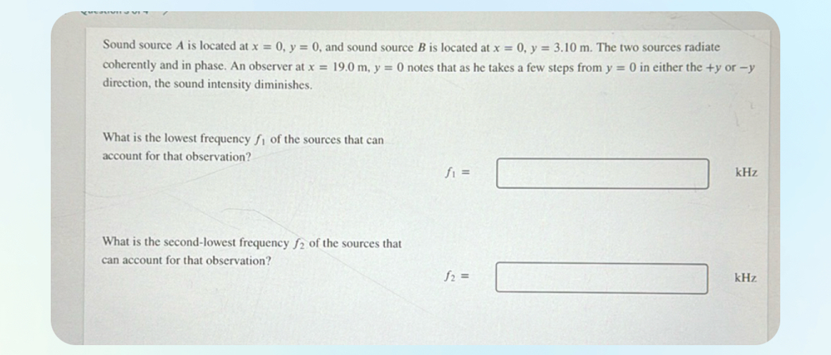 Solved Sound source A ﻿is located at x=0,y=0, ﻿and sound | Chegg.com