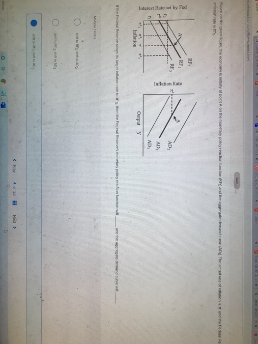 Solved on the monetary policy reaction function (RF) and the | Chegg.com