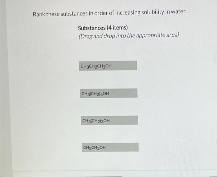 Solved Rank these substances in order of increasing | Chegg.com