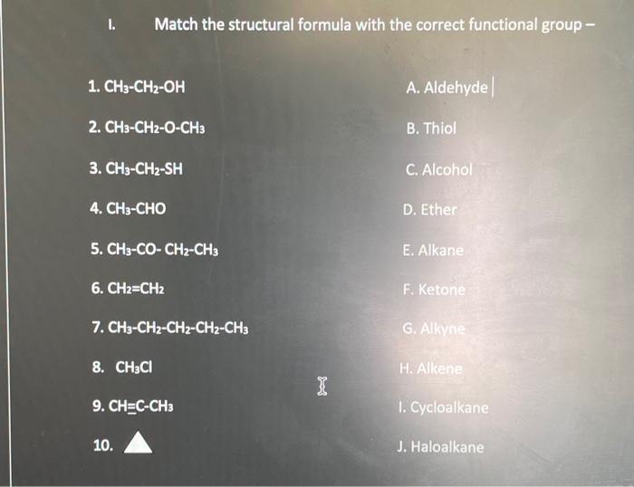 Solved Match the structural formula with the correct | Chegg.com
