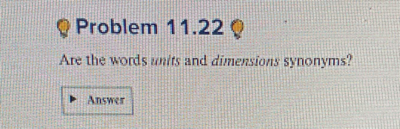 Solved Problem 11.22Are the words Units and dimensions | Chegg.com