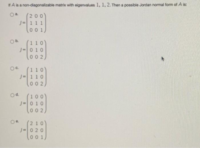 Solved If A Is A Non Diagonalizable Matrix With Eigenvalues