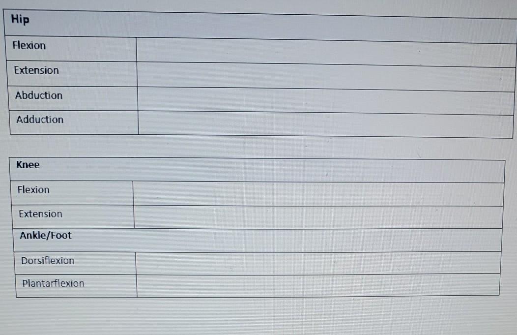 Solved Hip Flexion Extension Abduction Adduction Knee | Chegg.com