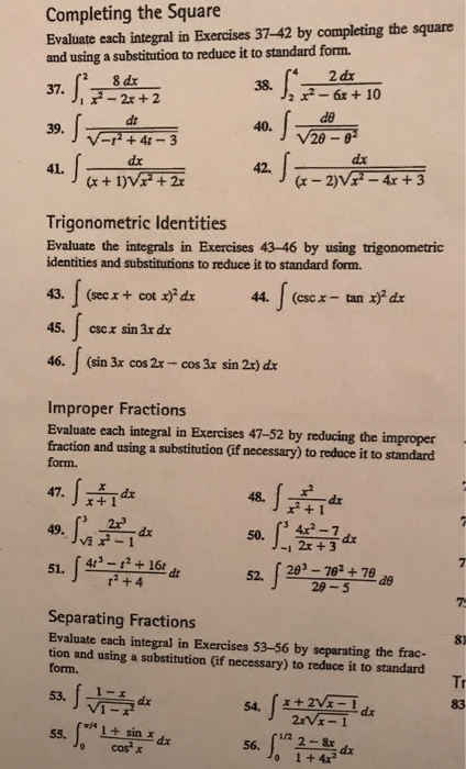Solved Completing the Square Evaluate each integral in | Chegg.com
