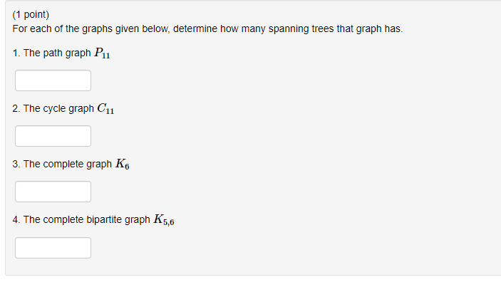 Solved (1 ﻿point)For each of the graphs given below, | Chegg.com