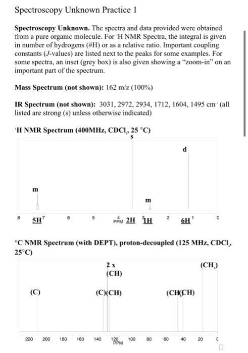 Solved Spectroscopy Unknown Practice 1 Spectroscopy Unknown