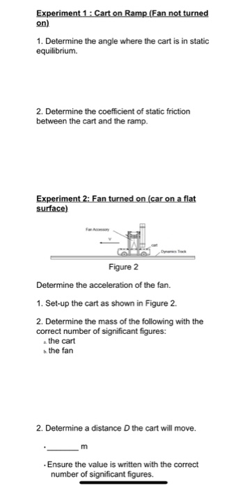 Solved Experiment 1 : Cart on Ramp (Fan not turned on) 1. | Chegg.com