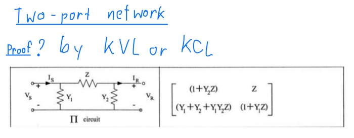 Solved Two-port network Proof ? by KVL or KCL [ (1+Y22) 21 | Chegg.com