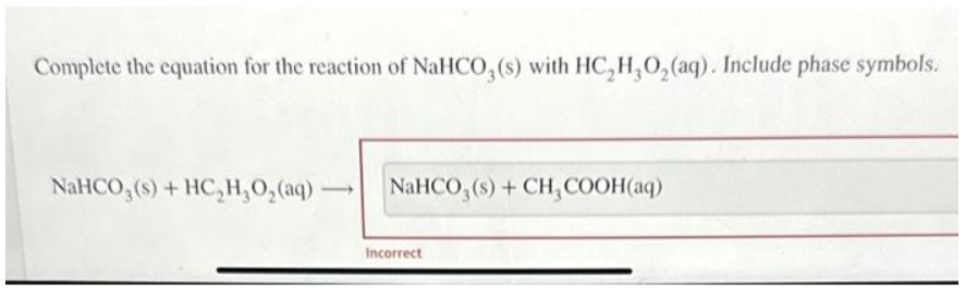 Solved Complete the equation for the reaction of NaHCO3(s) | Chegg.com