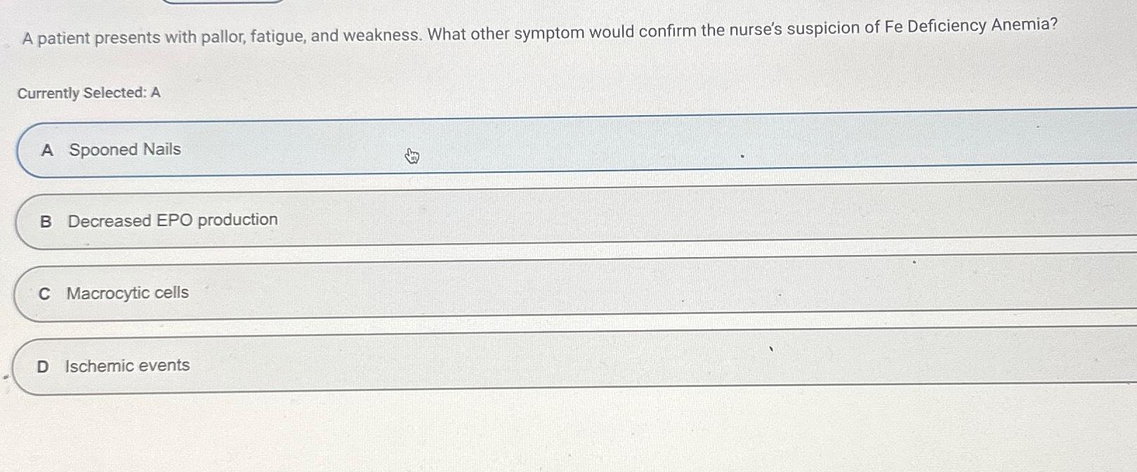 Solved A patient presents with pallor, fatigue, and | Chegg.com