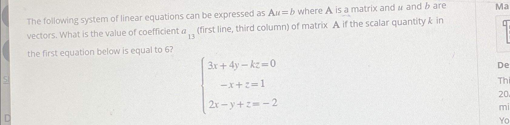 Solved The following system of linear equations can be | Chegg.com