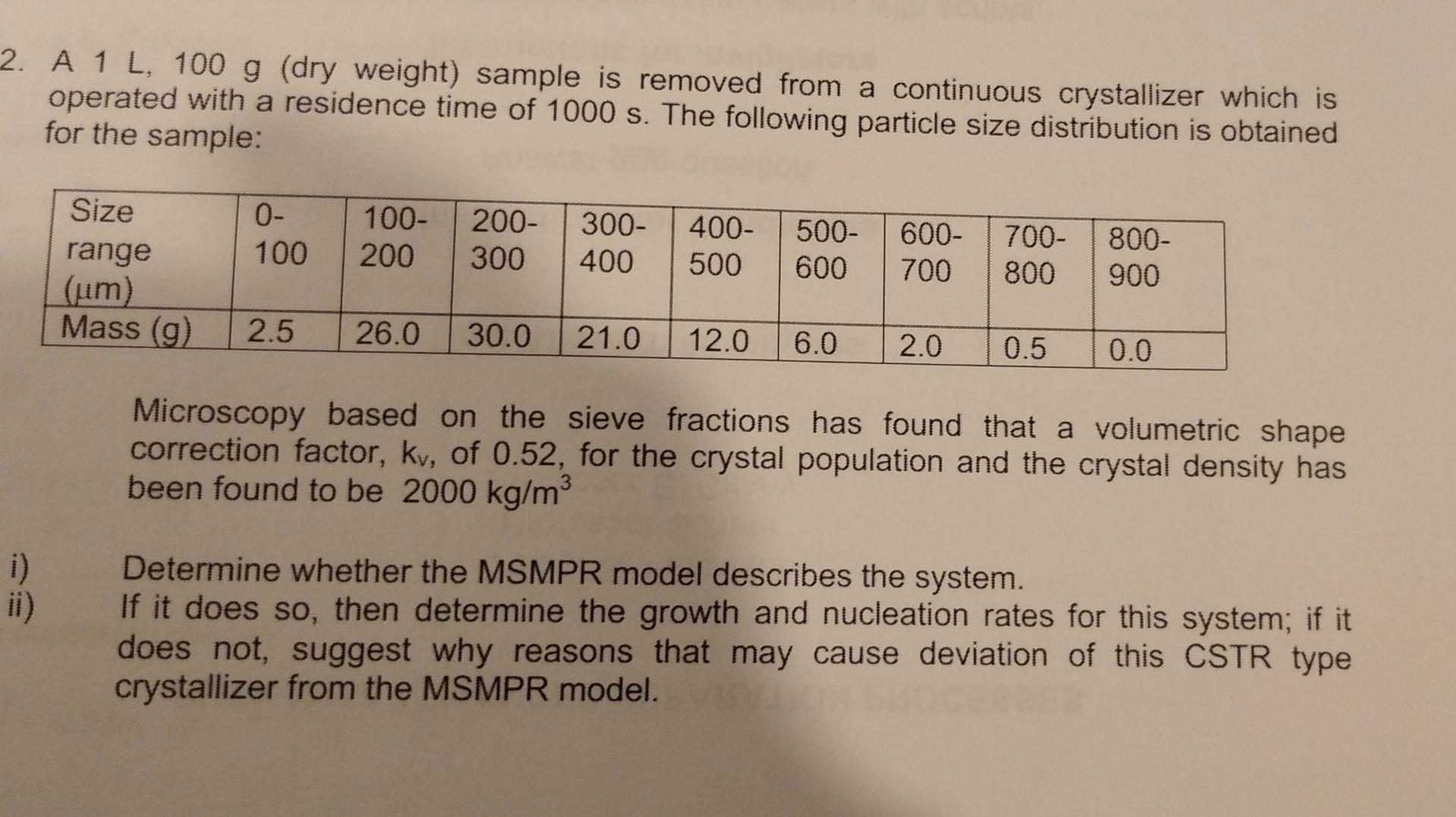 Solved A 1 L,100 g (dry weight) sample is removed from a | Chegg.com