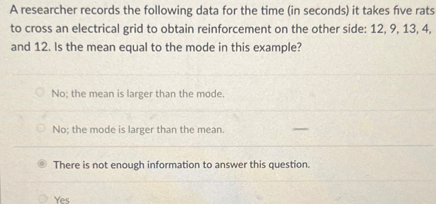 Solved A researcher records the following data for the time | Chegg.com