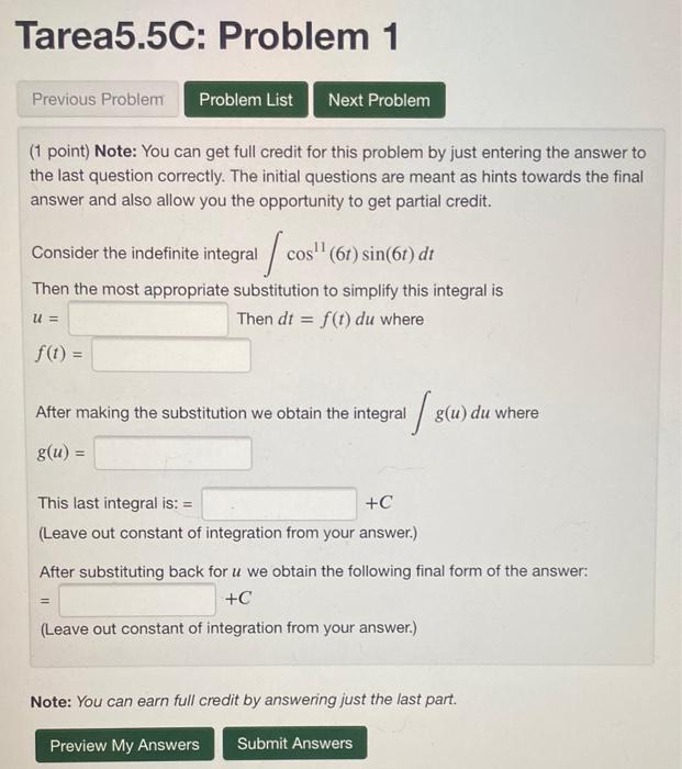 Solved Tarea5.5C: Problem 1 Previous Problem Problem List | Chegg.com