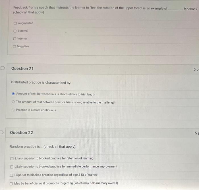 Solved Feedback from a coach that instructs the leamer to | Chegg.com