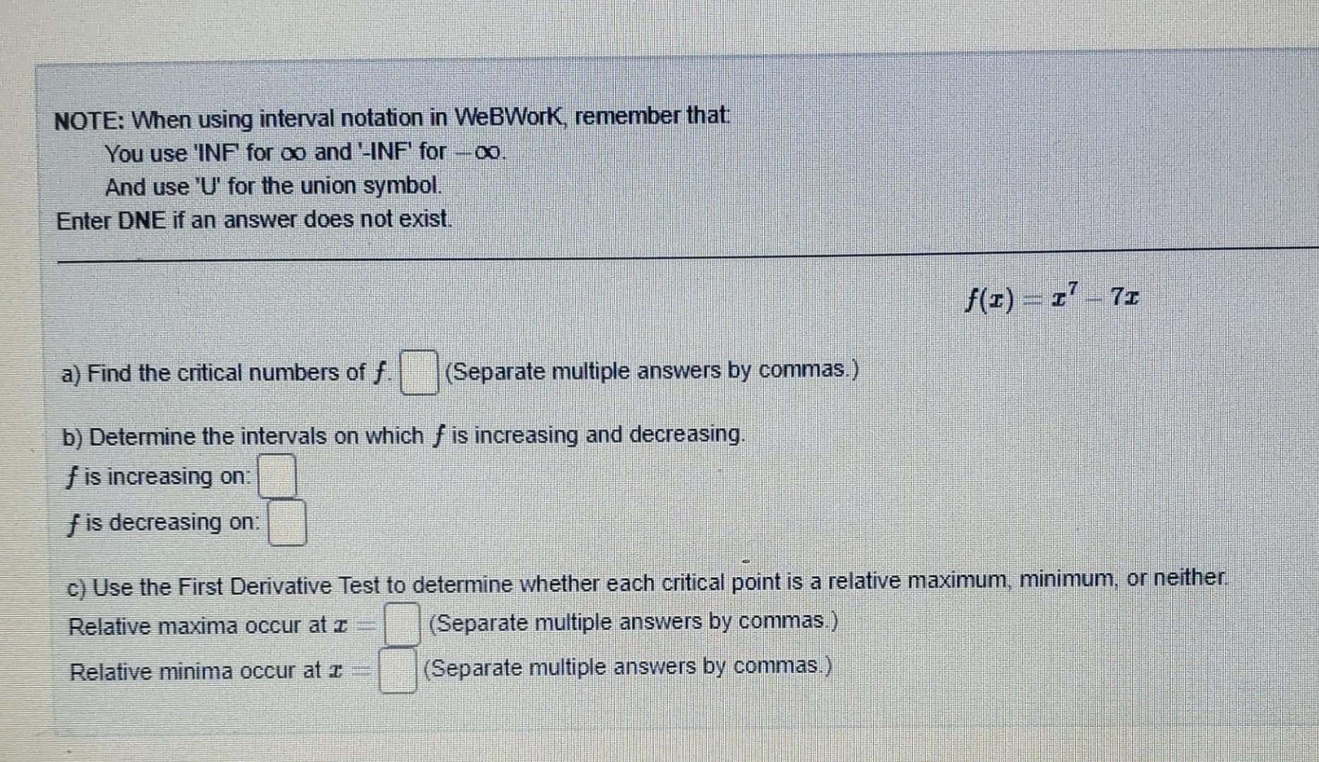 Solved NOTE: When using interval notation in WeBWorK, | Chegg.com