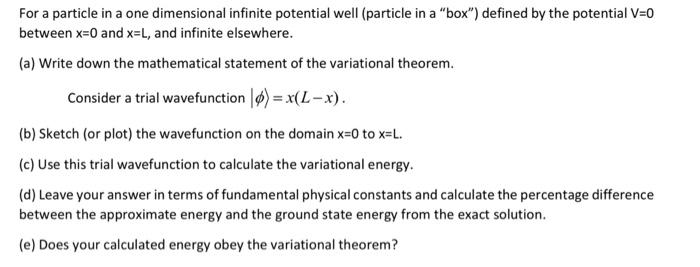 For a particle in a one dimensional infinite | Chegg.com