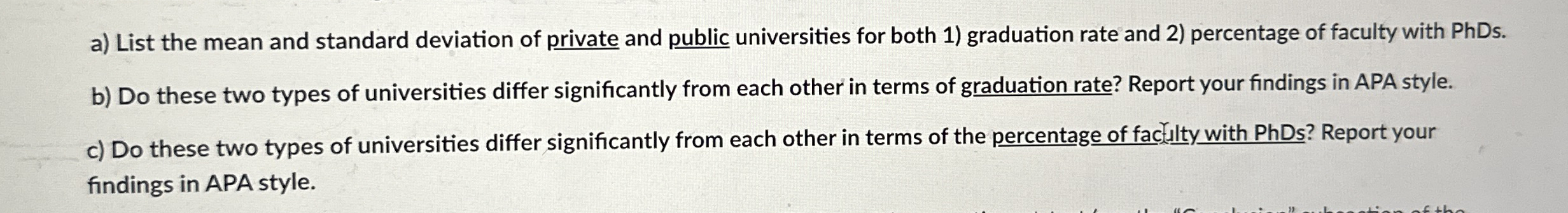 Solved Group Statistics\table[[public,N,Mean,Std. | Chegg.com