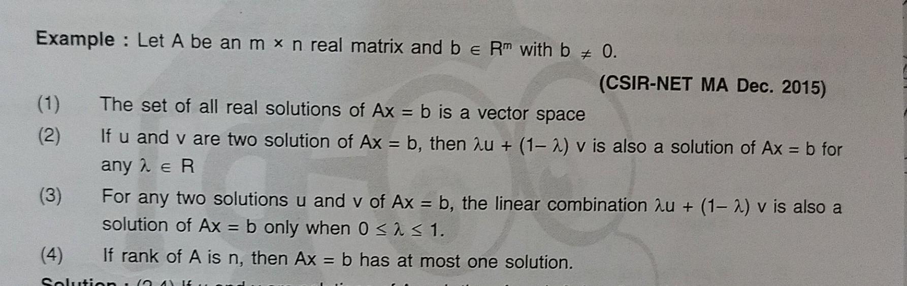 Solved Example : Let A be an m×n real matrix and b∈Rm with | Chegg.com